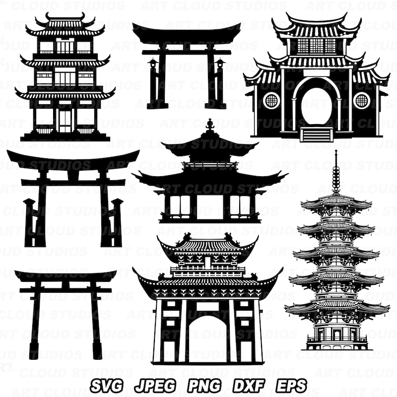 Japanese Temple Vector - Etsy