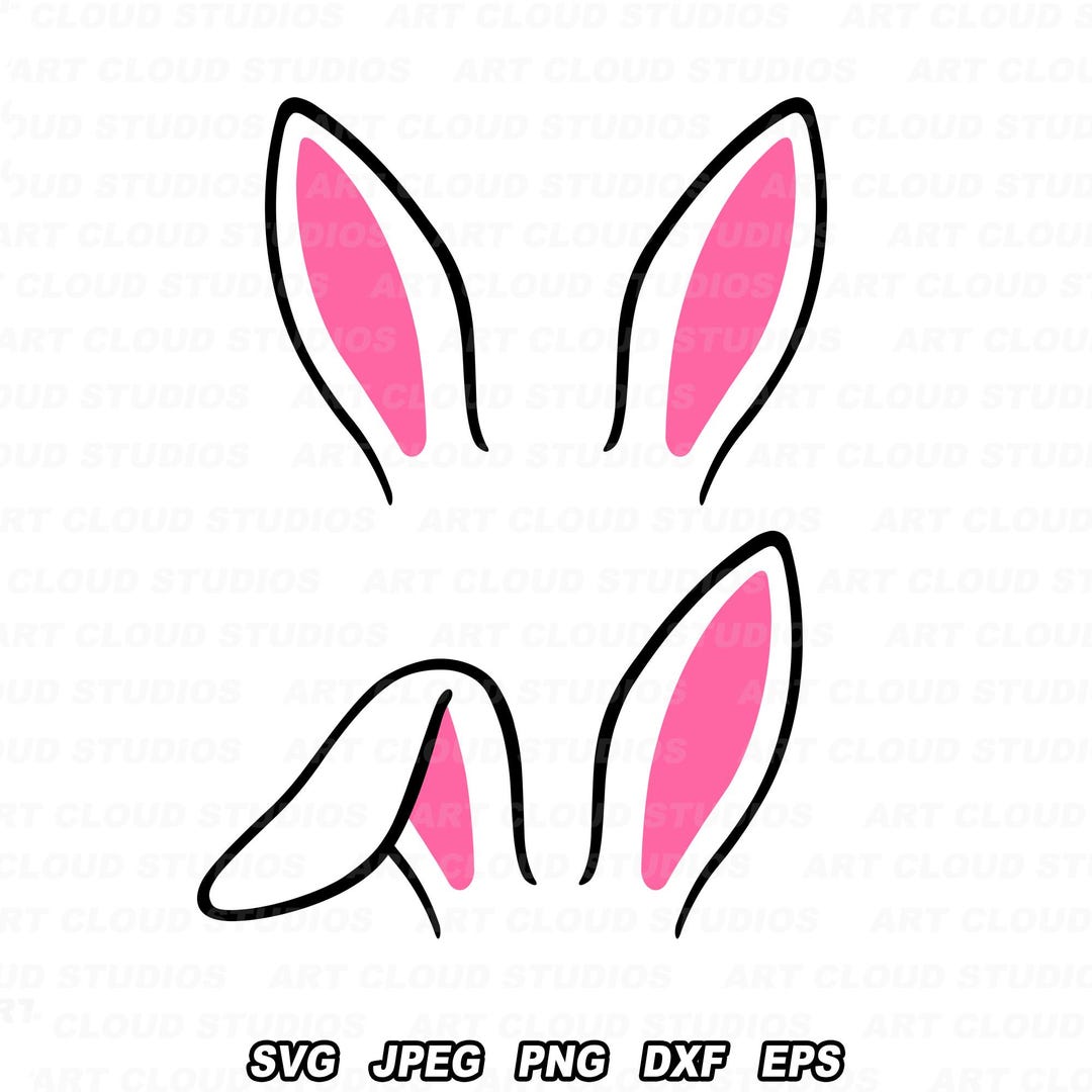 Bunny Ears SVG, Easter Png, Rabbit Cut Files, Bunny Silhouette Digital ...