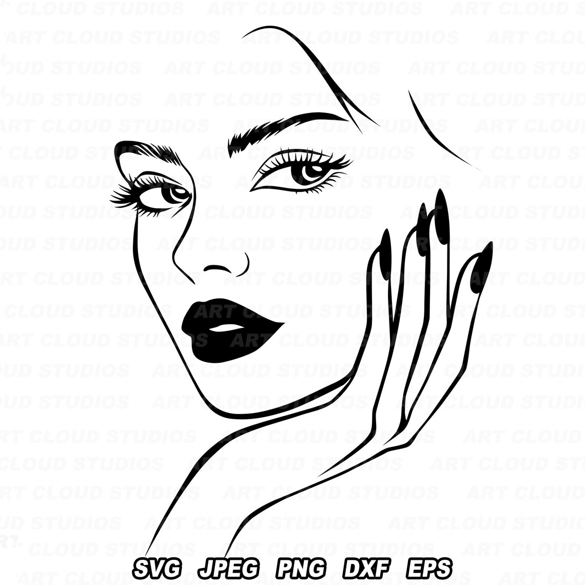 Beauty Face SVG, Glamour Face Png, Woman Cut Files, Silhouette Digital ...