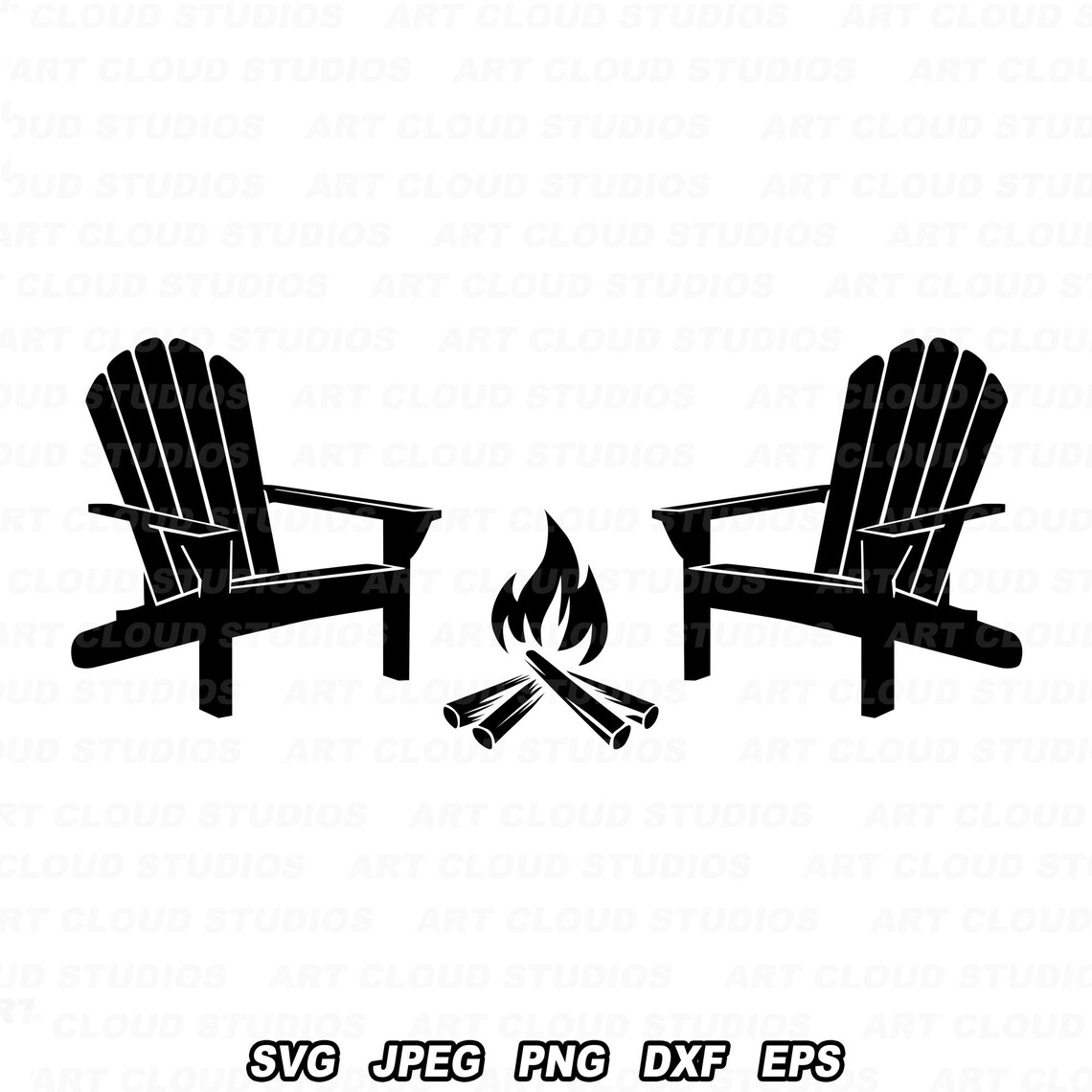 Adirondack Chair SVG, Silhouette Campfire Scene, Adirondack T-shirt ...