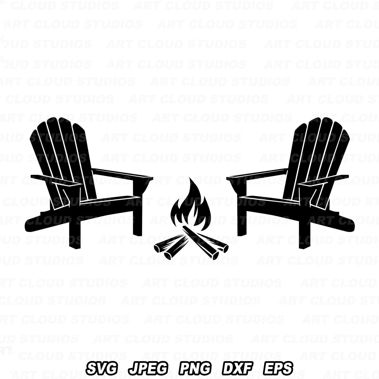 Adirondack Chair SVG, Silhouette Campfire Scene, Adirondack T-shirt ...