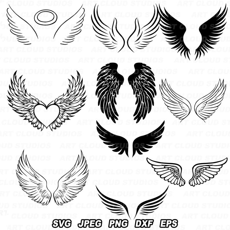 Angel Wings SVG, Wings Clipart Png, Cut File, Jpeg DXF EPS, Digital ...