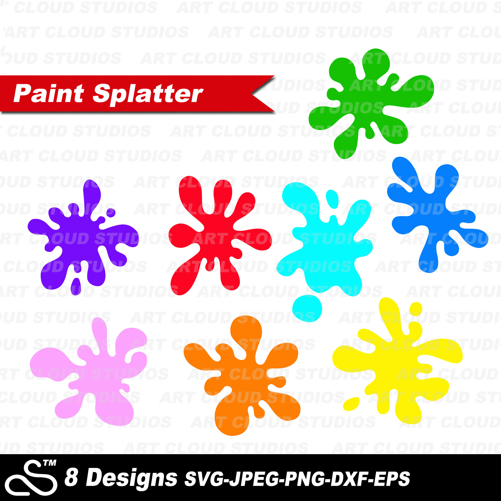 Paint Splatter SVG Bundle, Paint Splat PNG, Paint Svg, Clipart, Ink ...