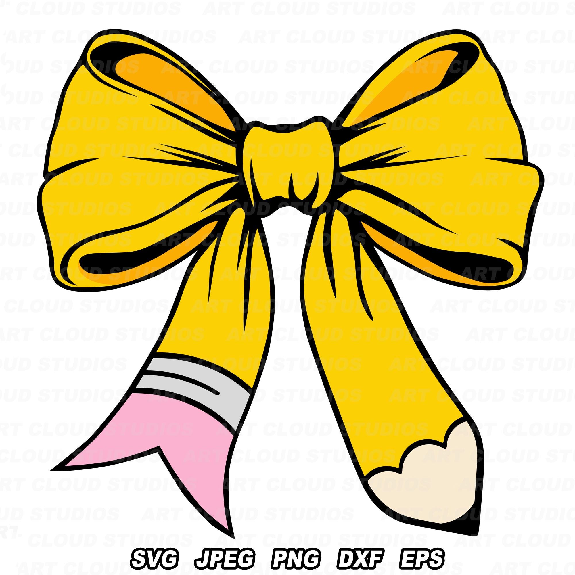 Pencil Bow SVG, Coquette Pencil Bow Svg, Coquette Teacher PNG, Ribbon ...