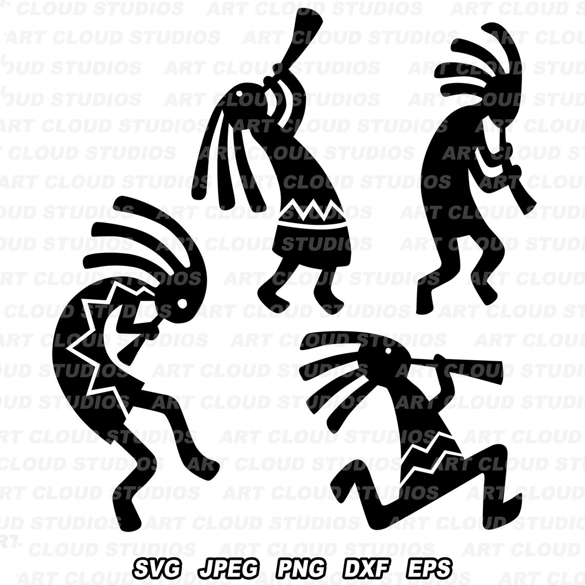 Kokopelli SVG Cut Files, Kokopelli Silhouette PNG, Indian SVG, Native ...