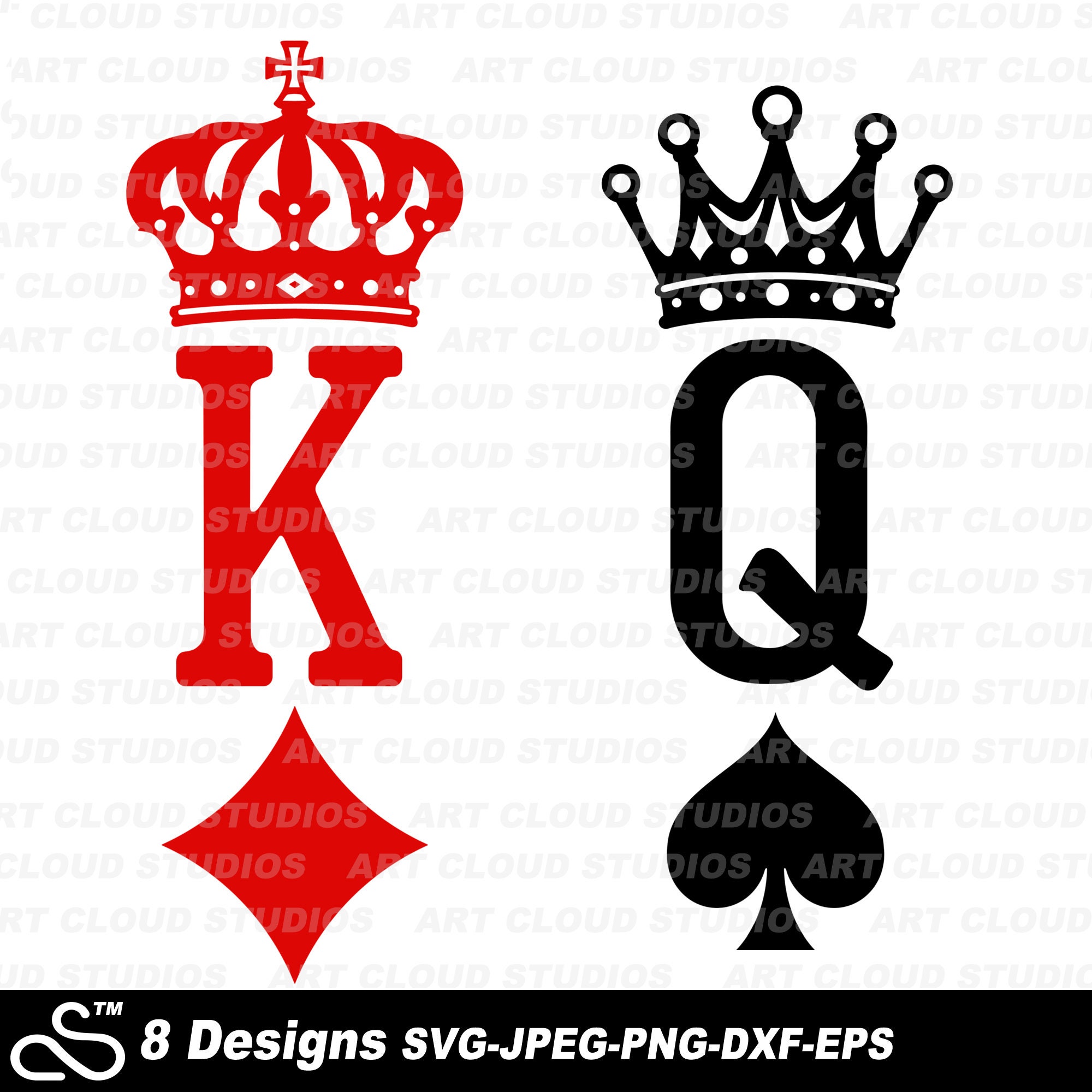 King and Queen SVG, Playing Cards SVG, King of Spades Jpeg, Queen of ...