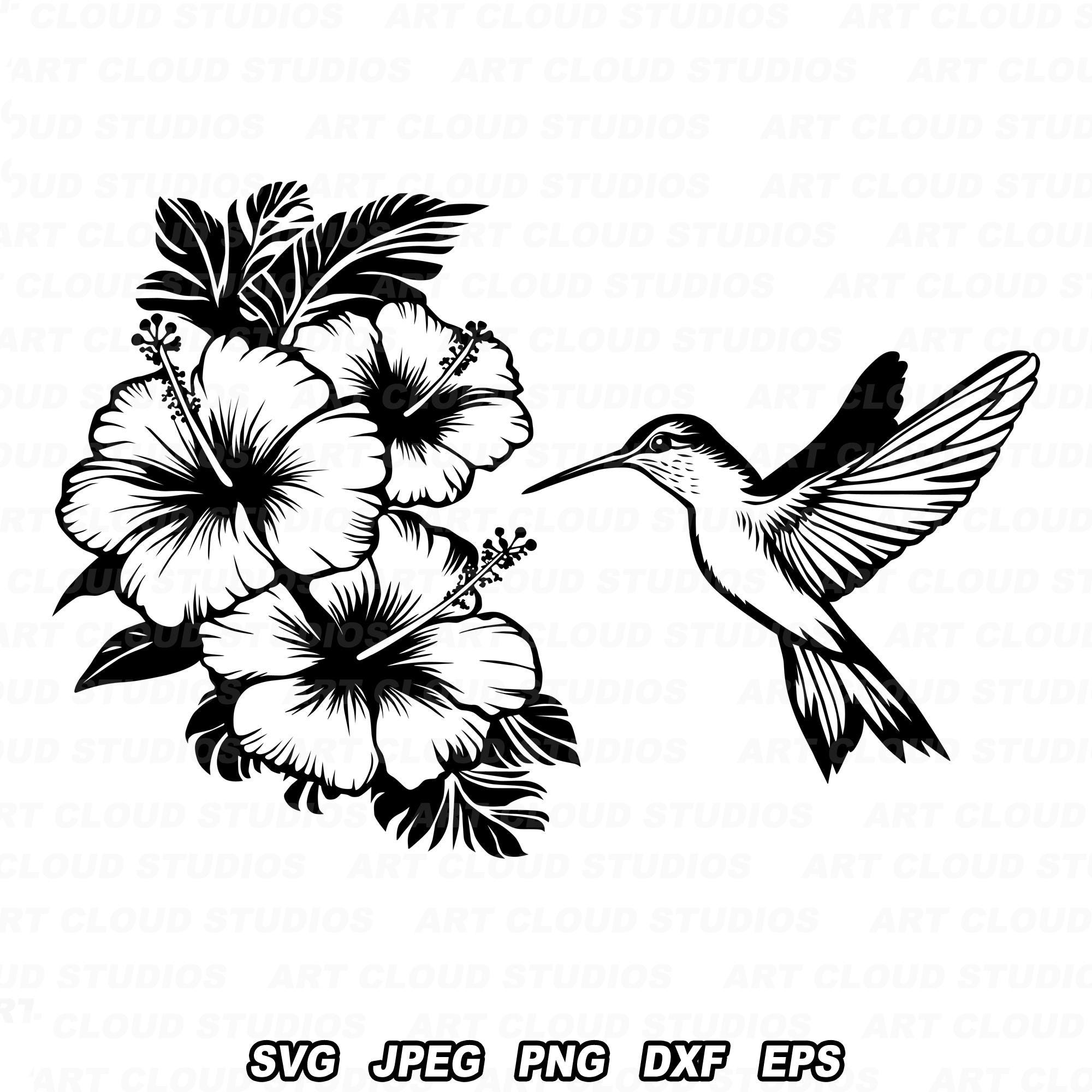 Hummingbird SVG, Hibiscus Flowers Png, Bird Cut Files, Silhouette ...