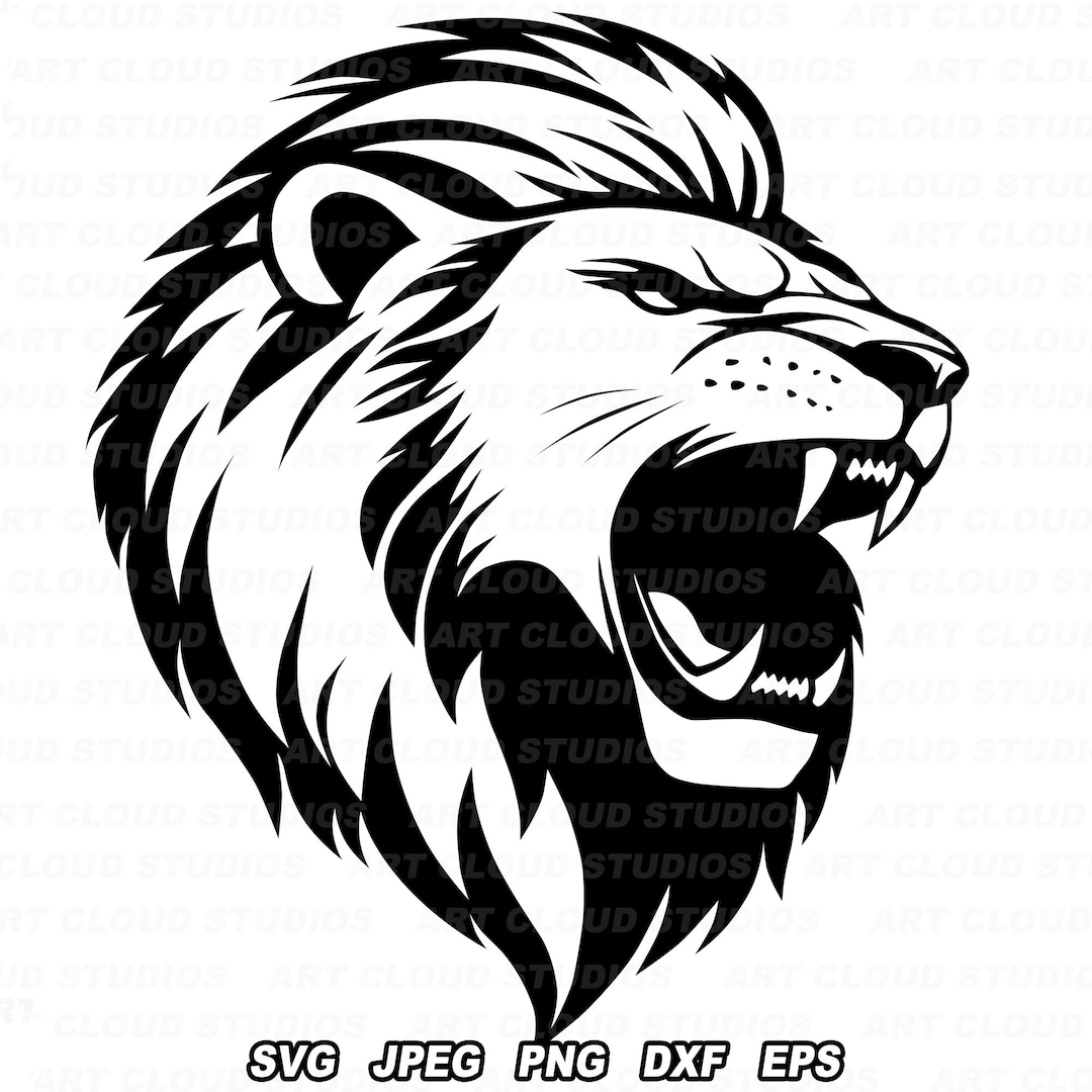 Roaring Lion SVG, Lion Png, Cut Files, Lion Head Silhouette Digital ...