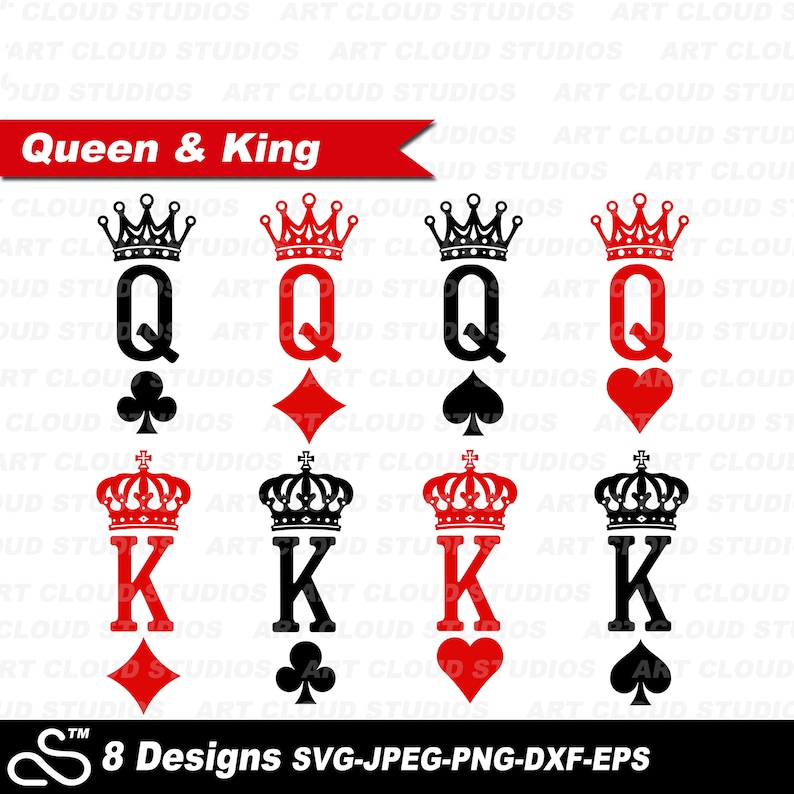 King and Queen SVG, Playing Cards SVG, King of Spades Jpeg, Queen of ...