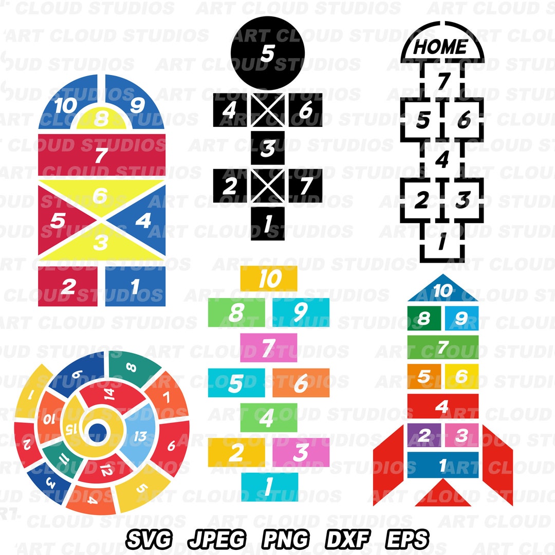 Hopscotch SVG Cut Files, Hopscotch Silhouette PNG, Hopscotch Bundle ...