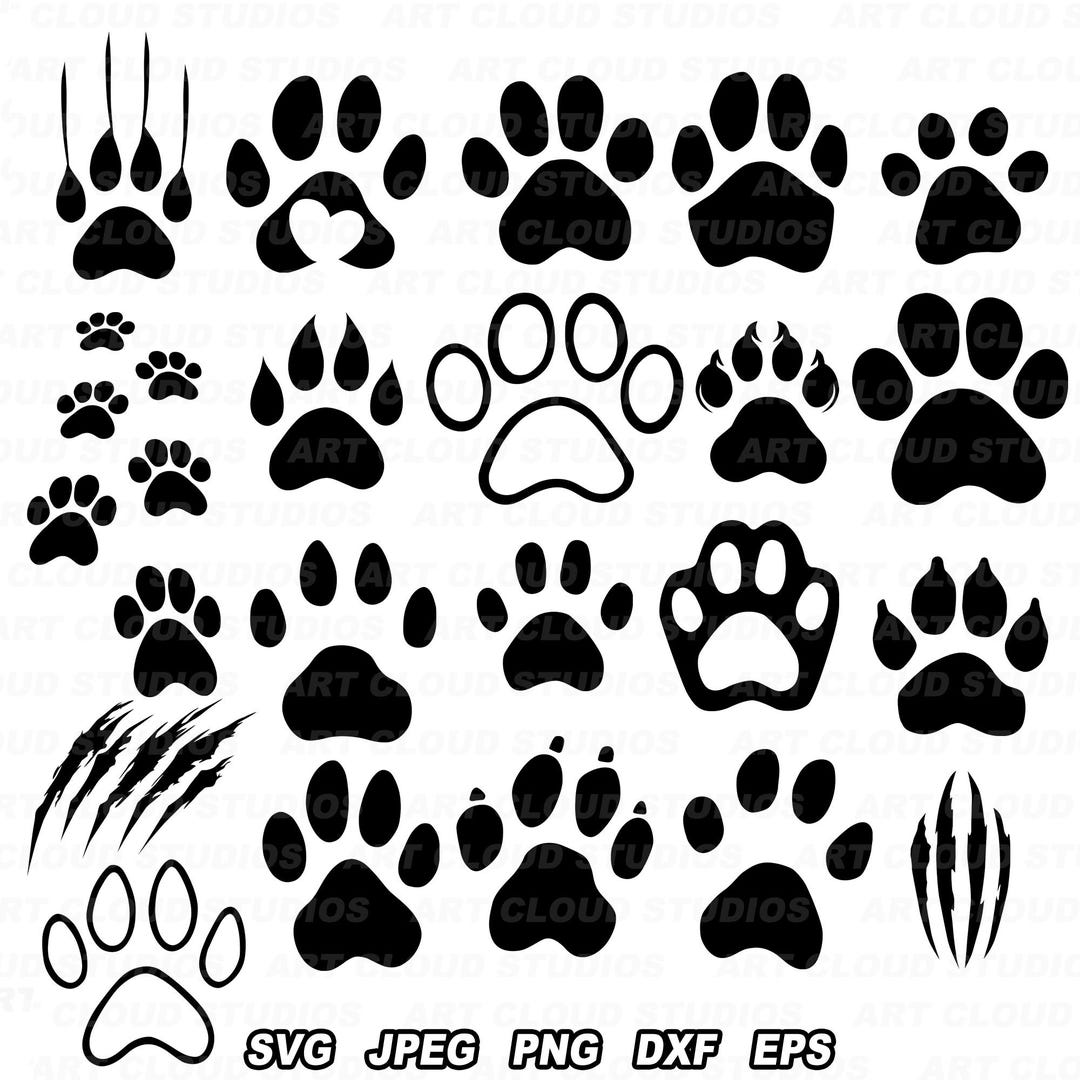 Footprint SVG Bundle, Dog Paw Print Png, Cut Files, Puppy Foot ...