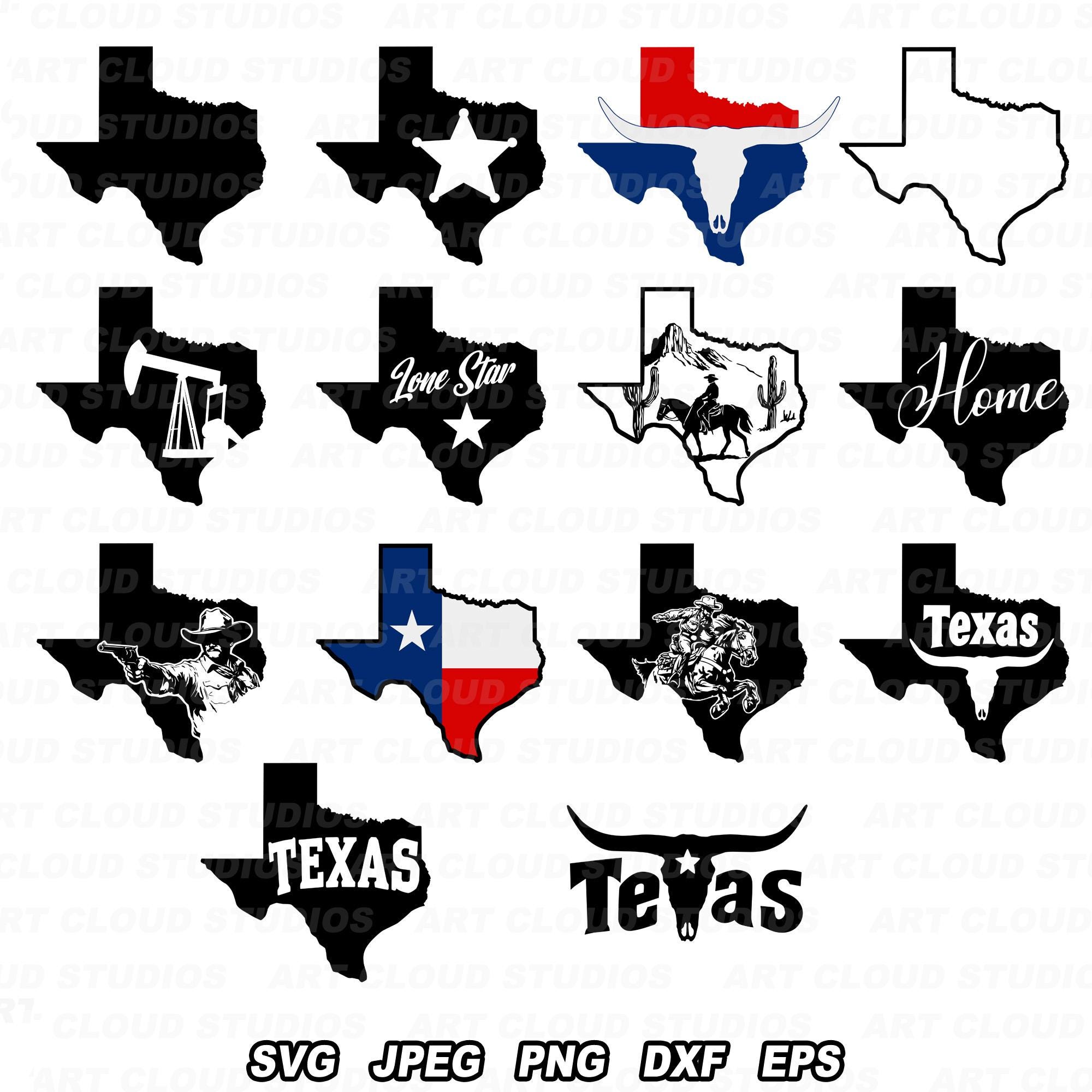 Texas SVG Bundle, Texas State Png, Lone Star Cut Files, Long Horns ...