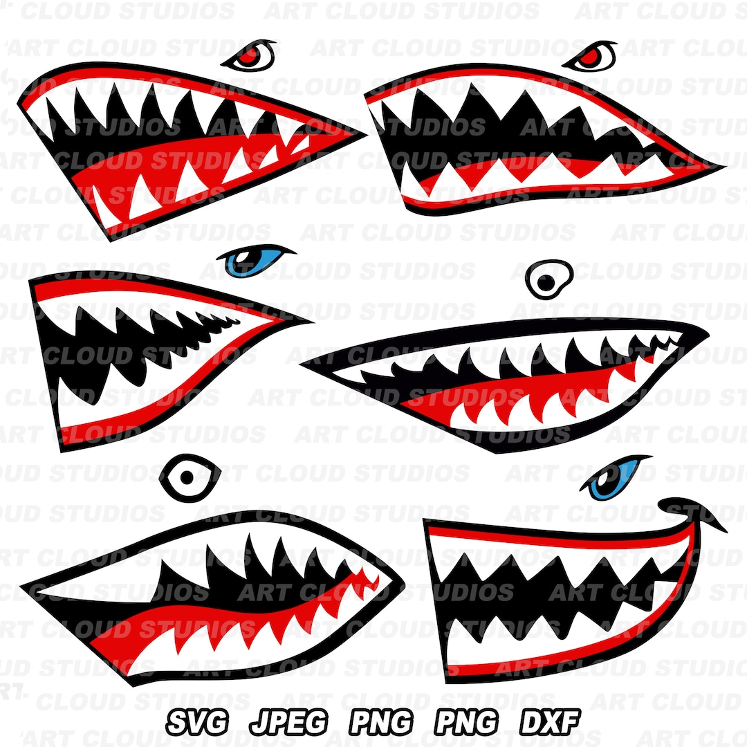Shark Mouth SVG, Shark Mouth Cut Files, Bomber Tigers Shark Mouth Svg ...
