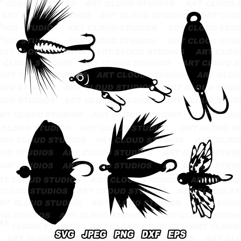 Fly Fishing Lure SVG, Streamer Png, Midge Cut Files, Nymph Silhouette ...