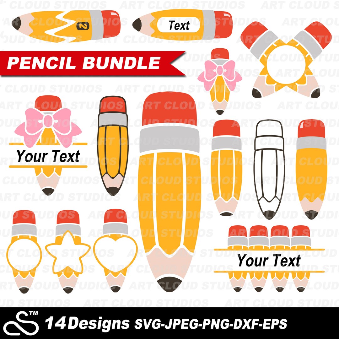 Pencil Name Frame SVG, Pencil SVG Bundle, School Svg, Monogram Frame ...