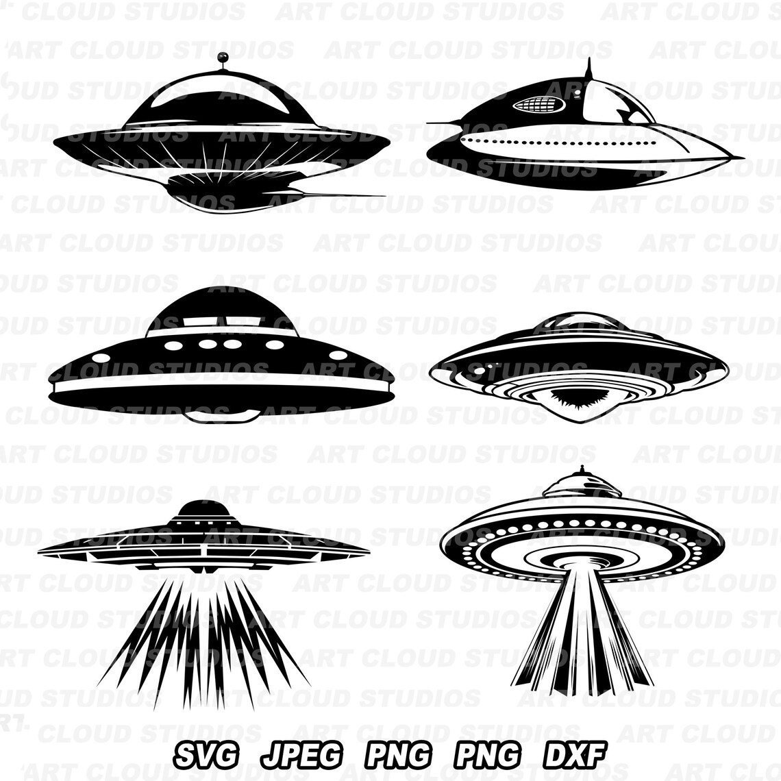 UFO SVG Cut File, UFO Silhouette, Flying Saucer Png, Spaceship Svg ...