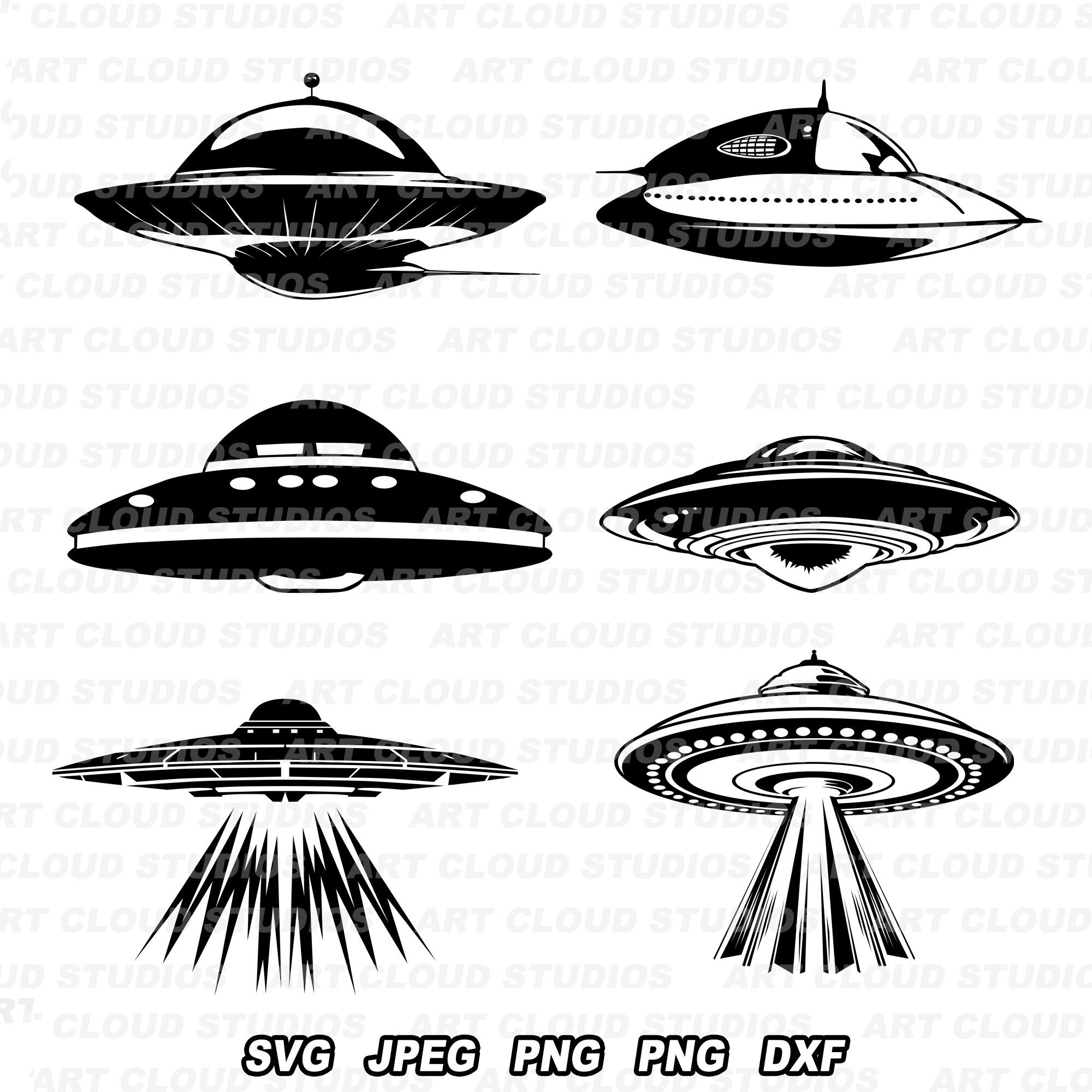 UFO SVG Cut File, UFO Silhouette, Flying Saucer Png, Spaceship Svg ...