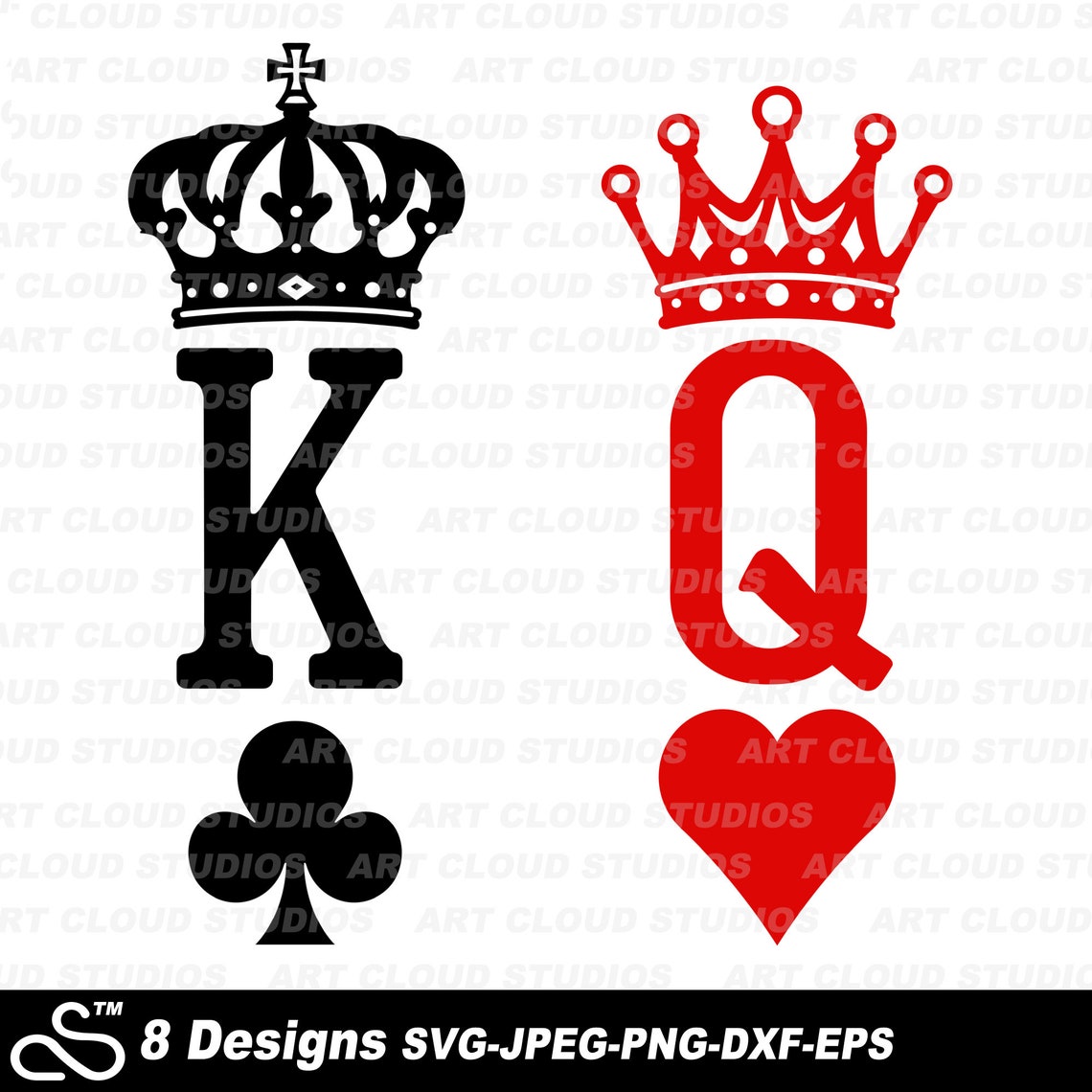 King and Queen SVG, Playing Cards SVG, King of Spades Jpeg, Queen of ...
