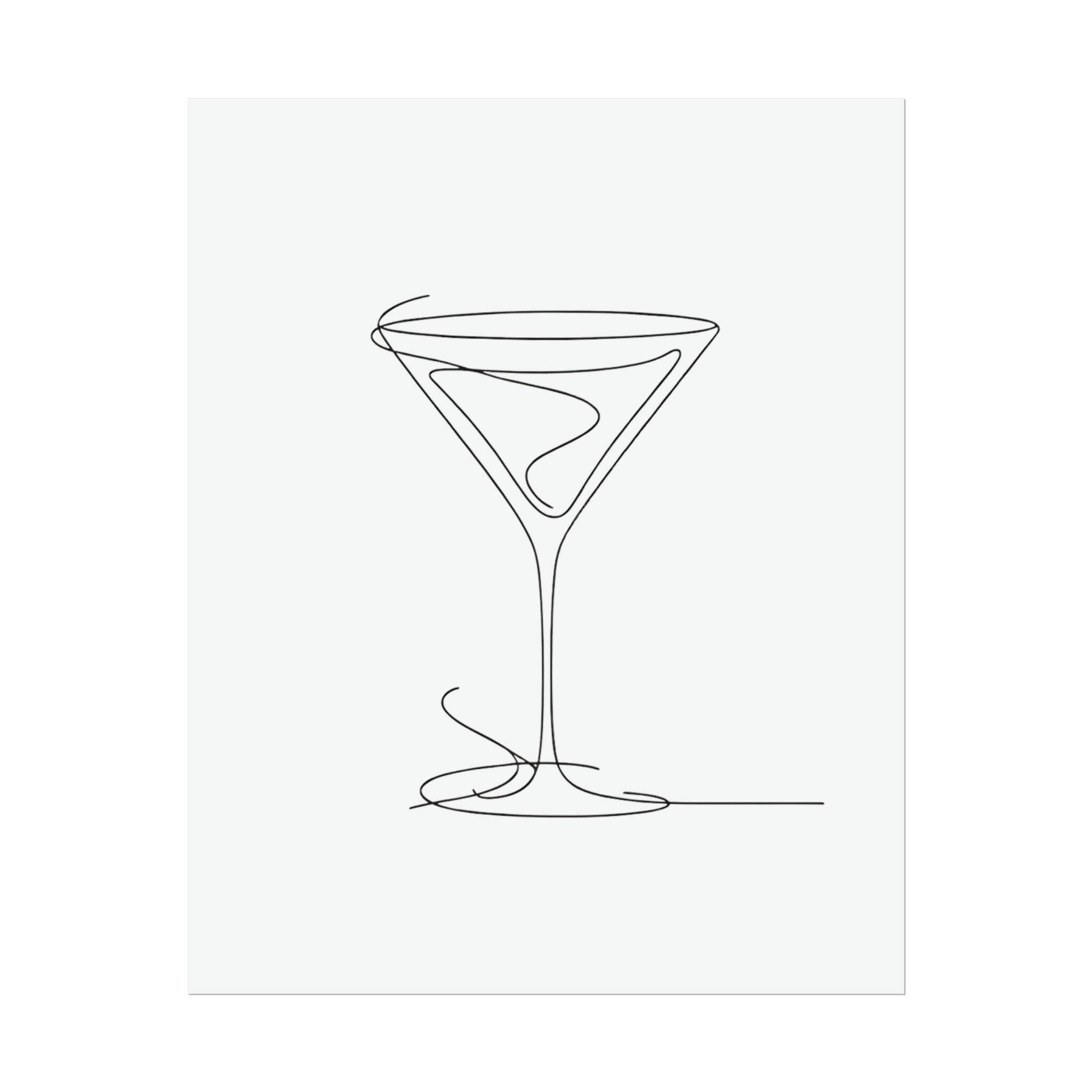 Martini Glass Line Art Print Minimalist Wall Art Home Decor Modern Wall ...