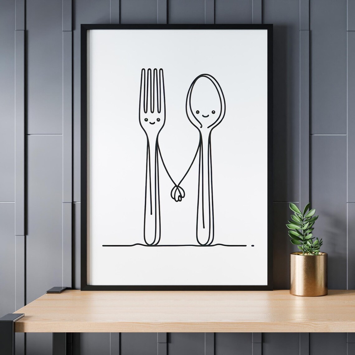 Printable Fork and Spoon Poster | Minimalistic Line Art Print | Kitchen Wall Art | Housewarming ...