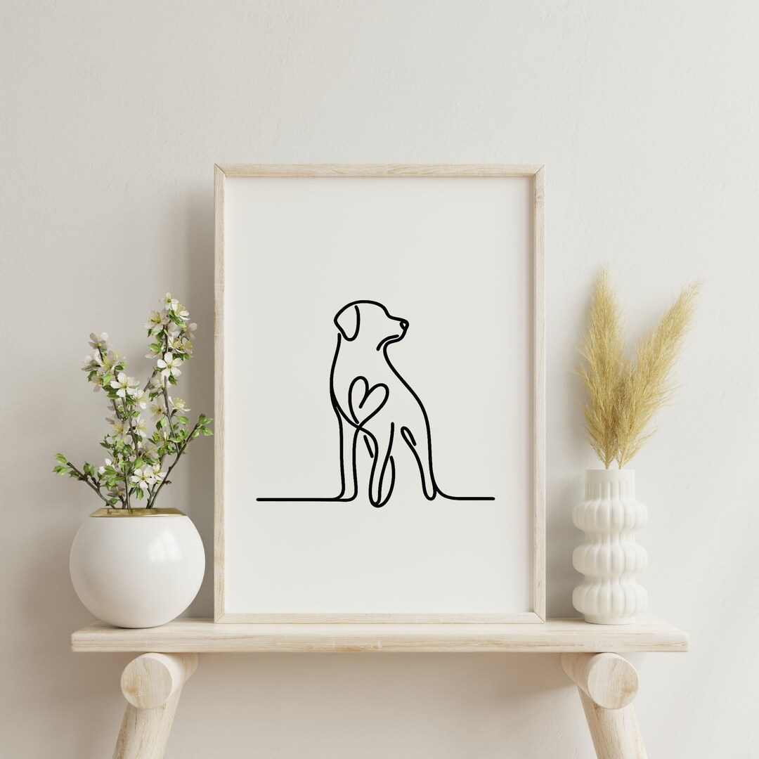 Abstract Dog Wall Art Contour Line Art Poster Minimalist Home Decor Dog ...