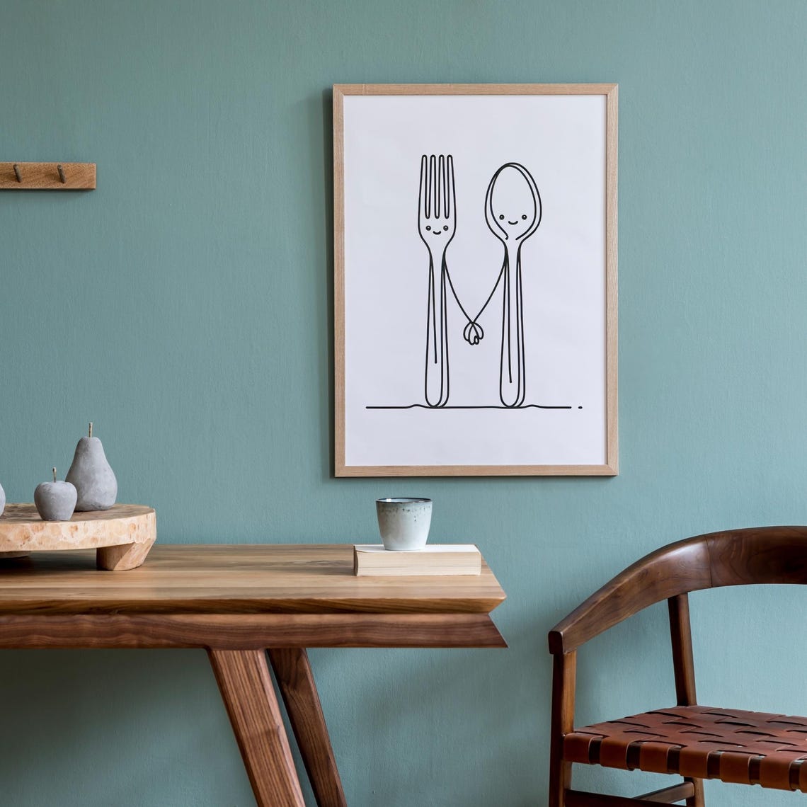 Printable Fork and Spoon Poster | Minimalistic Line Art Print | Kitchen Wall Art | Housewarming ...