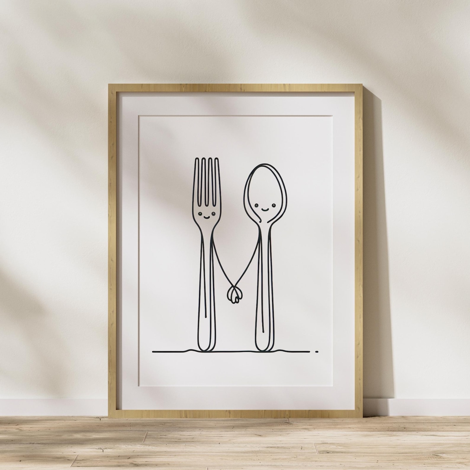 Printable Fork and Spoon Poster | Minimalistic Line Art Print | Kitchen ...