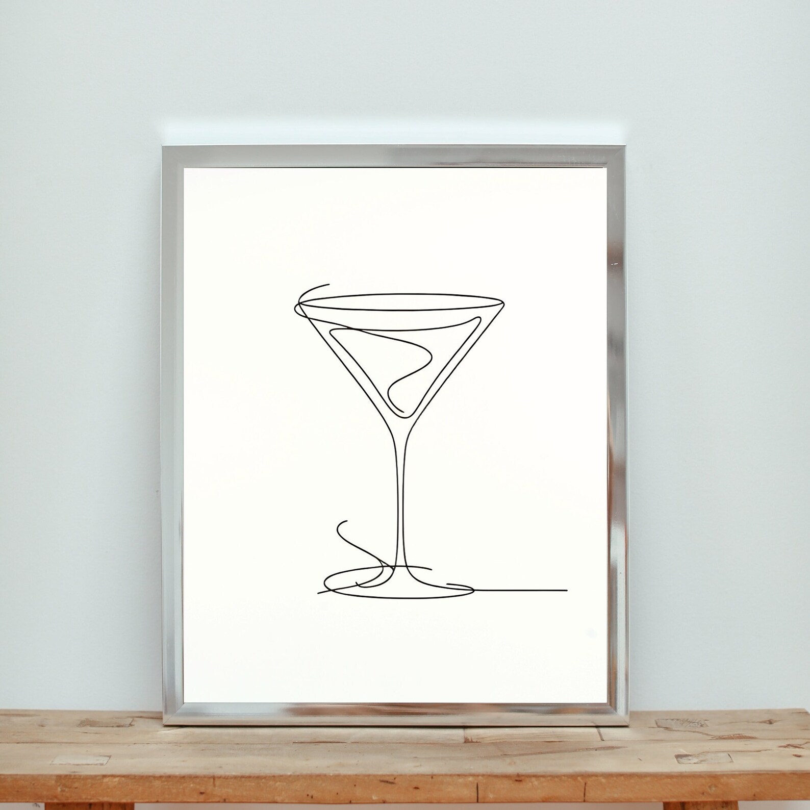 Martini Glass Line Art Print Minimalist Wall Art Home Decor Modern Wall Art Kitchen Poster ...