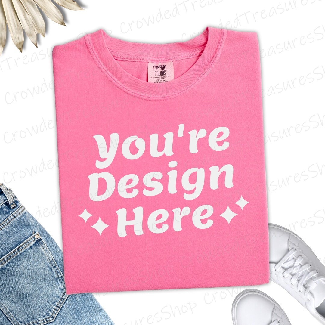 Comfort Colors 1717 Crunchberry Shirt Mockup | Digital T-shirt Flat Lay ...