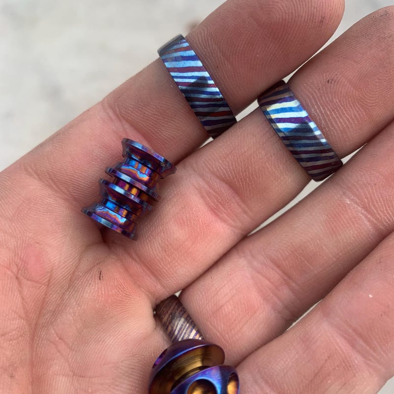 Titanium Damascus Ring - Etsy