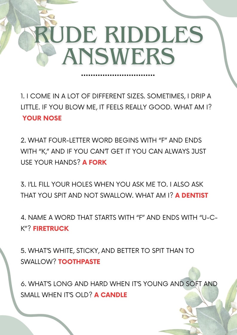 Rude Riddles And Answers