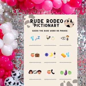 Rude Rodeo Pictionary- Hen Party Games - Bachelorette Party - Last ...