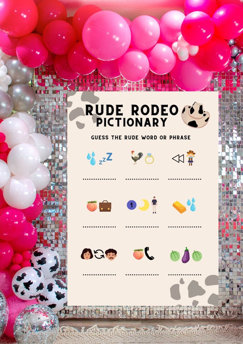 Rude Rodeo Pictionary- Hen Party Games - Bachelorette Party - Last ...