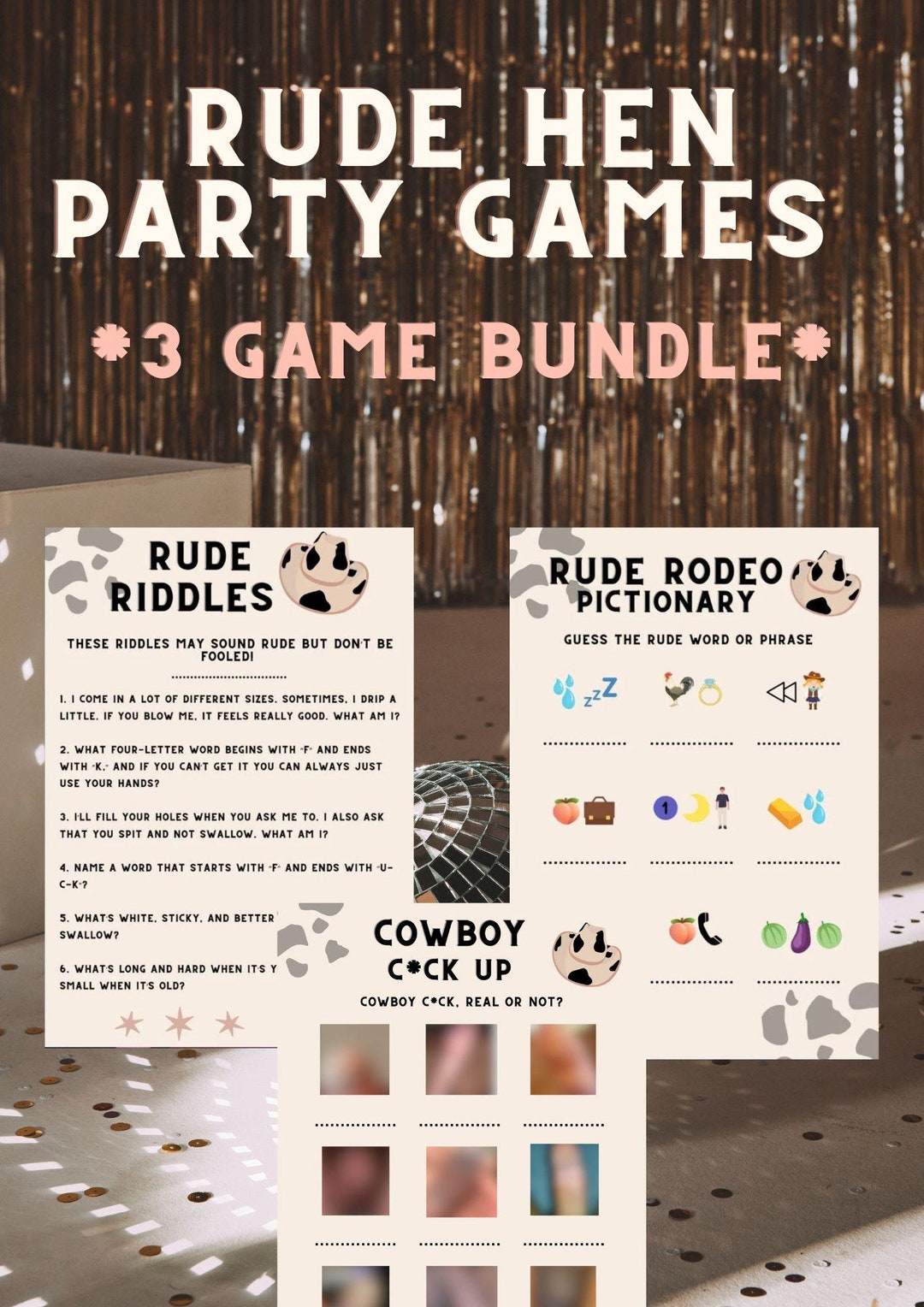 Rude Hen Party Games - 3 Game Bundle - Hen Party Games - Bachelorette ...