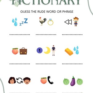 Rude Pictionary - Hen Party Games - Bachelorette Party - Sage Green ...