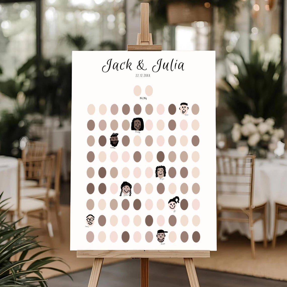 Funny Wedding Guest Book Alternative, Draw Your Face Poster, Editable ...