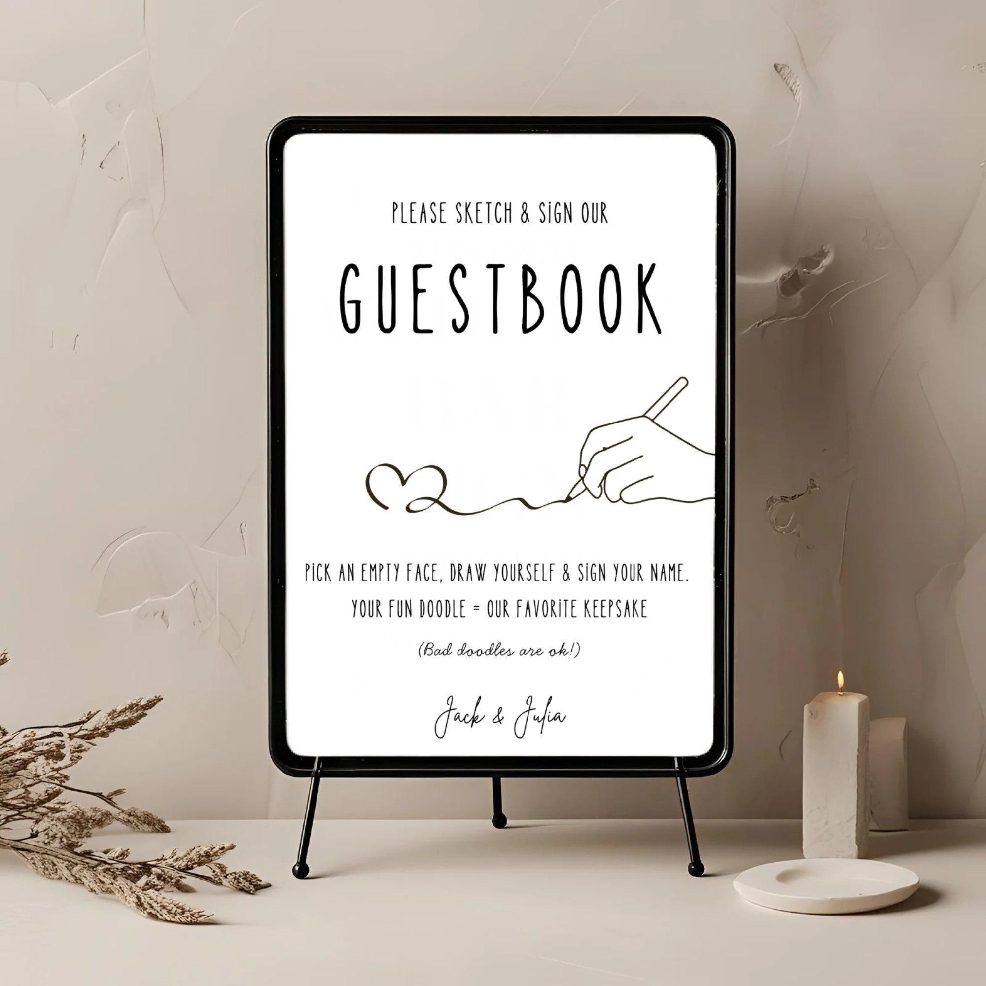 Unique Draw Your Face Wedding Guest Book, Funny Alternative Printable ...