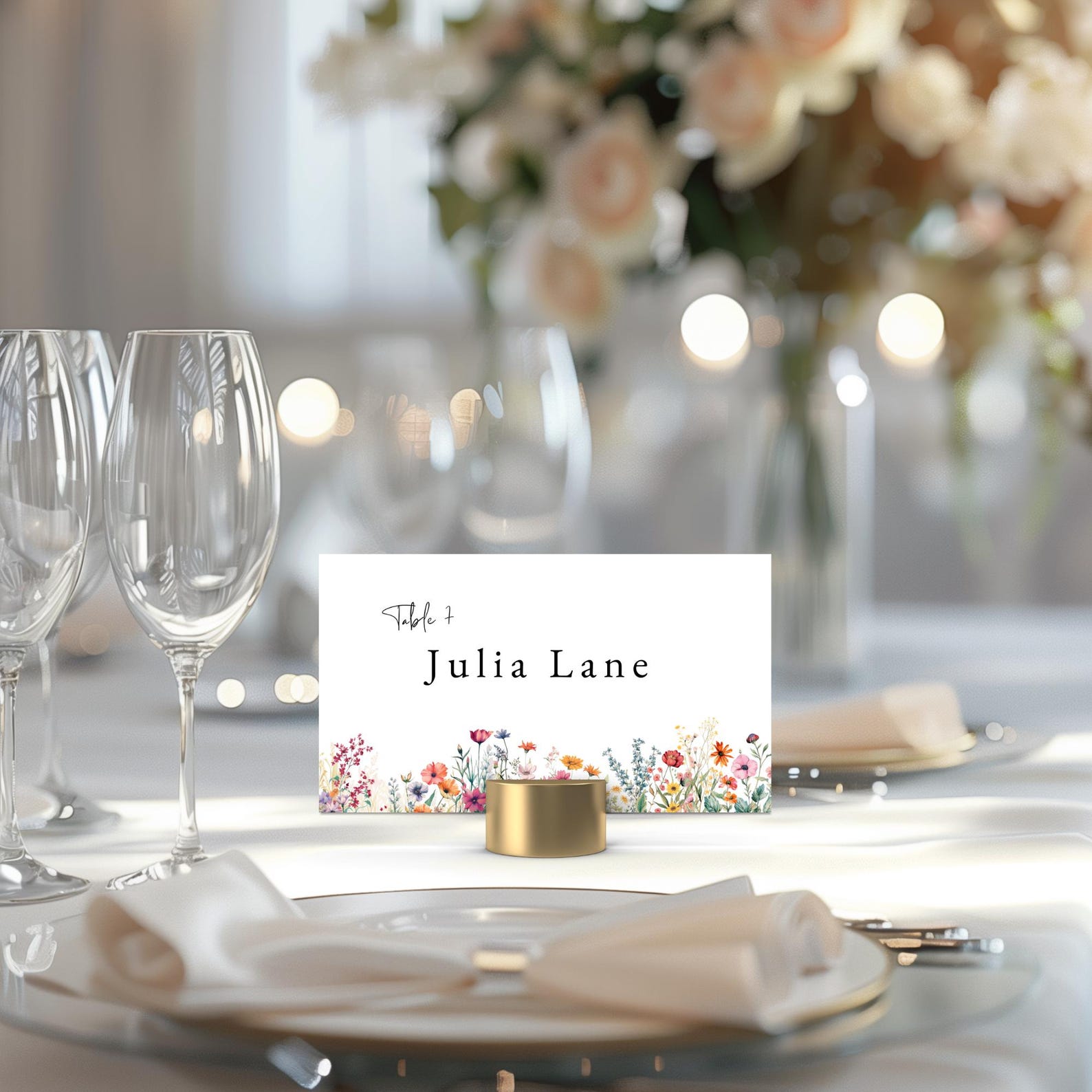 Wildflower Placecards for Weddings Template, Custom Floral Place Cards ...