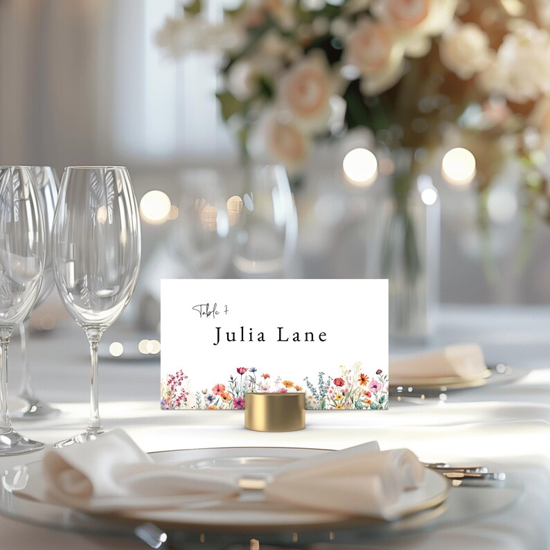 Wildflower Placecards for Weddings Template, Custom Floral Place Cards ...