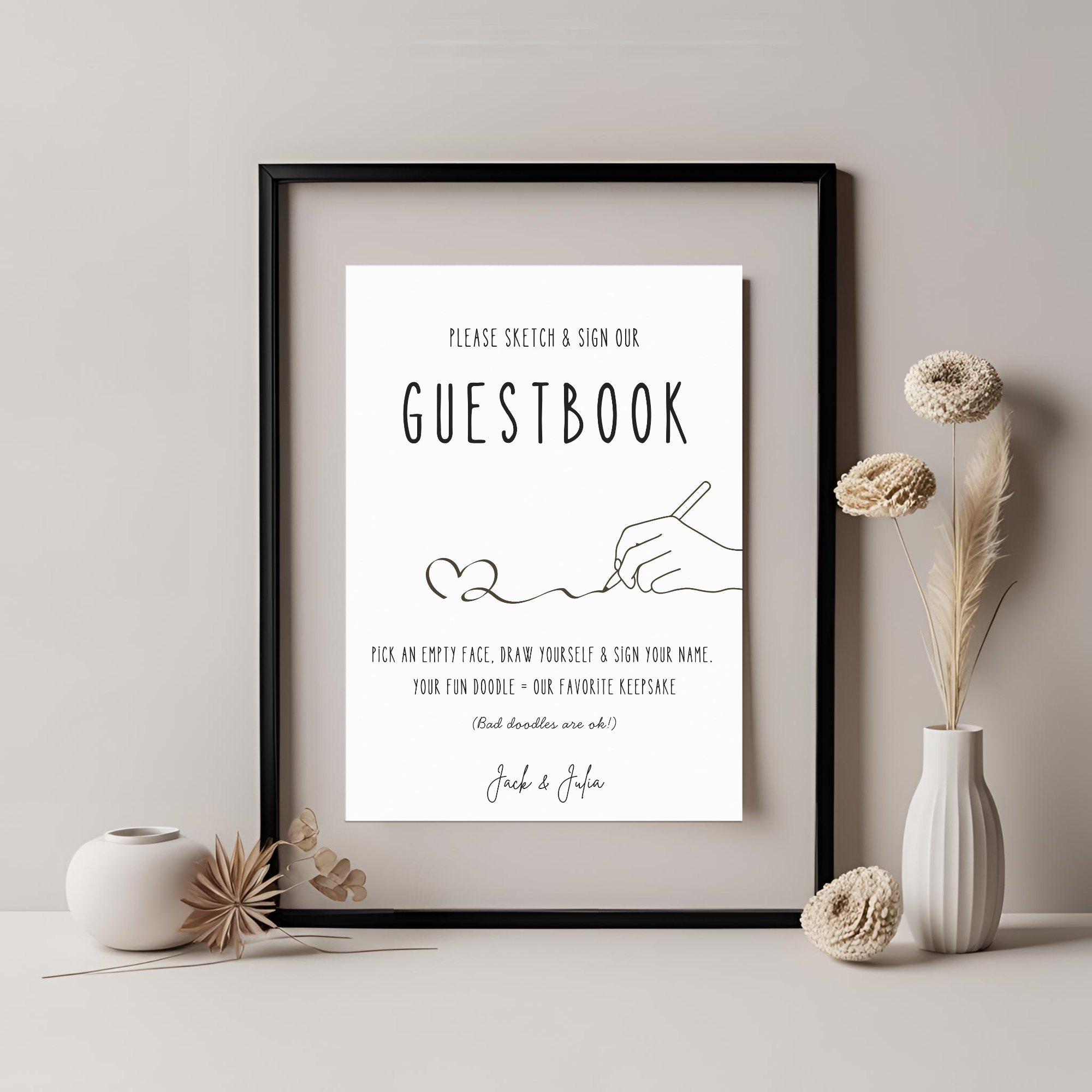 Unique Draw Your Face Wedding Guest Book, Funny Alternative Printable ...