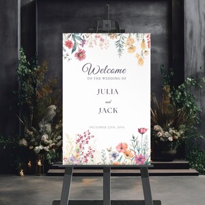 Wedding Welcome Wildflower Sign Template, Boho Floral Board, Editable ...