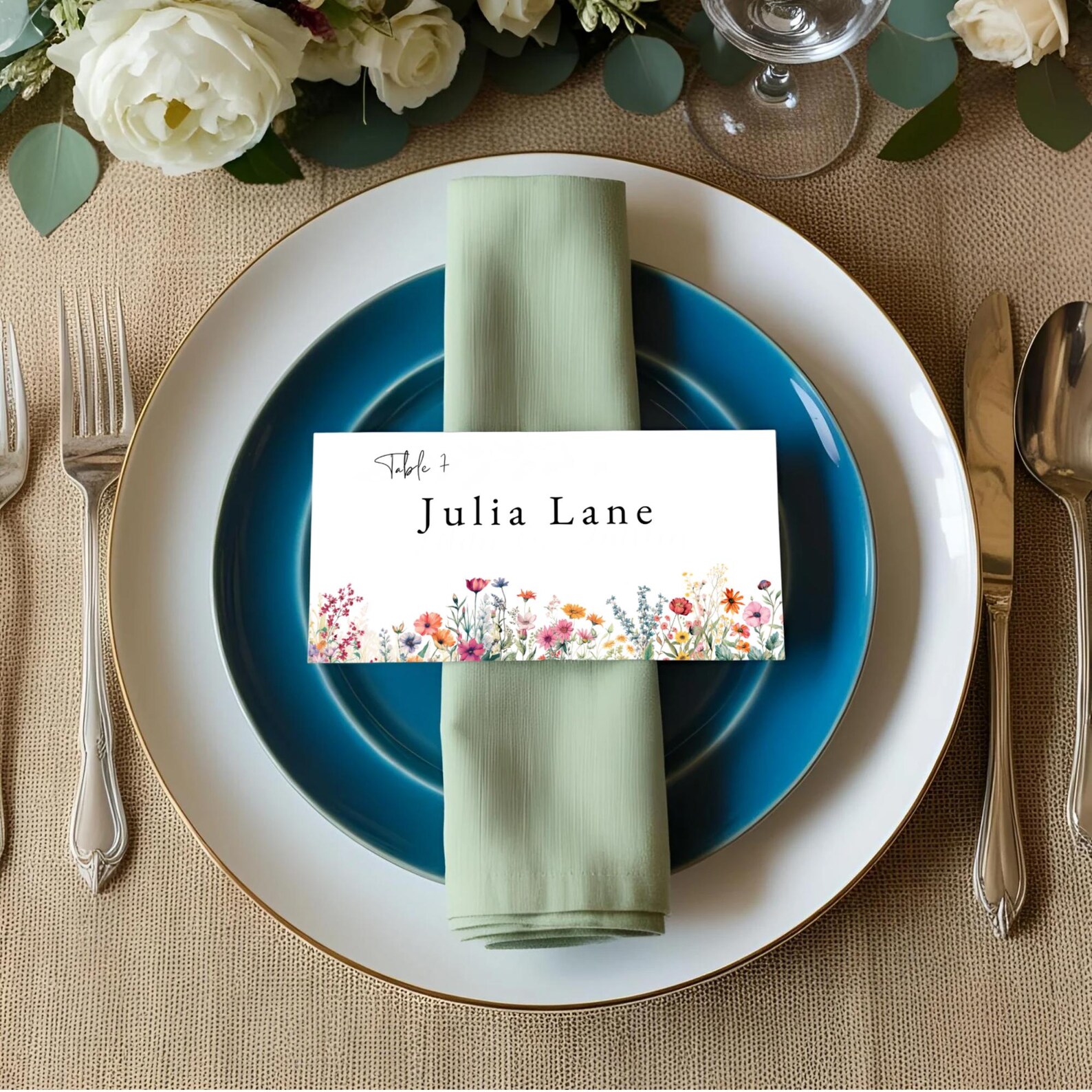 Wildflower Placecards for Weddings Template, Custom Floral Place Cards ...
