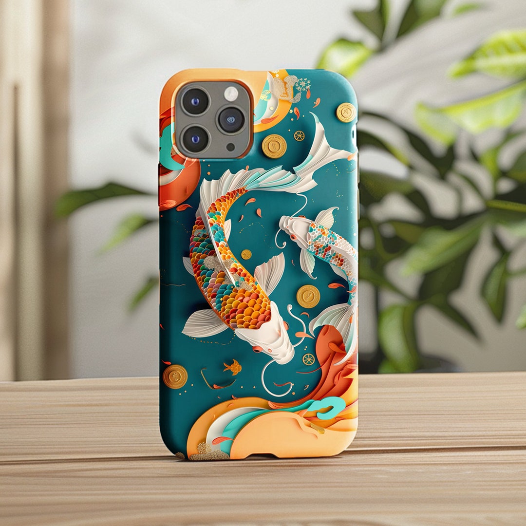 Two Golden Carp Leaping Out of the Water in the Papercut Art Style for ...