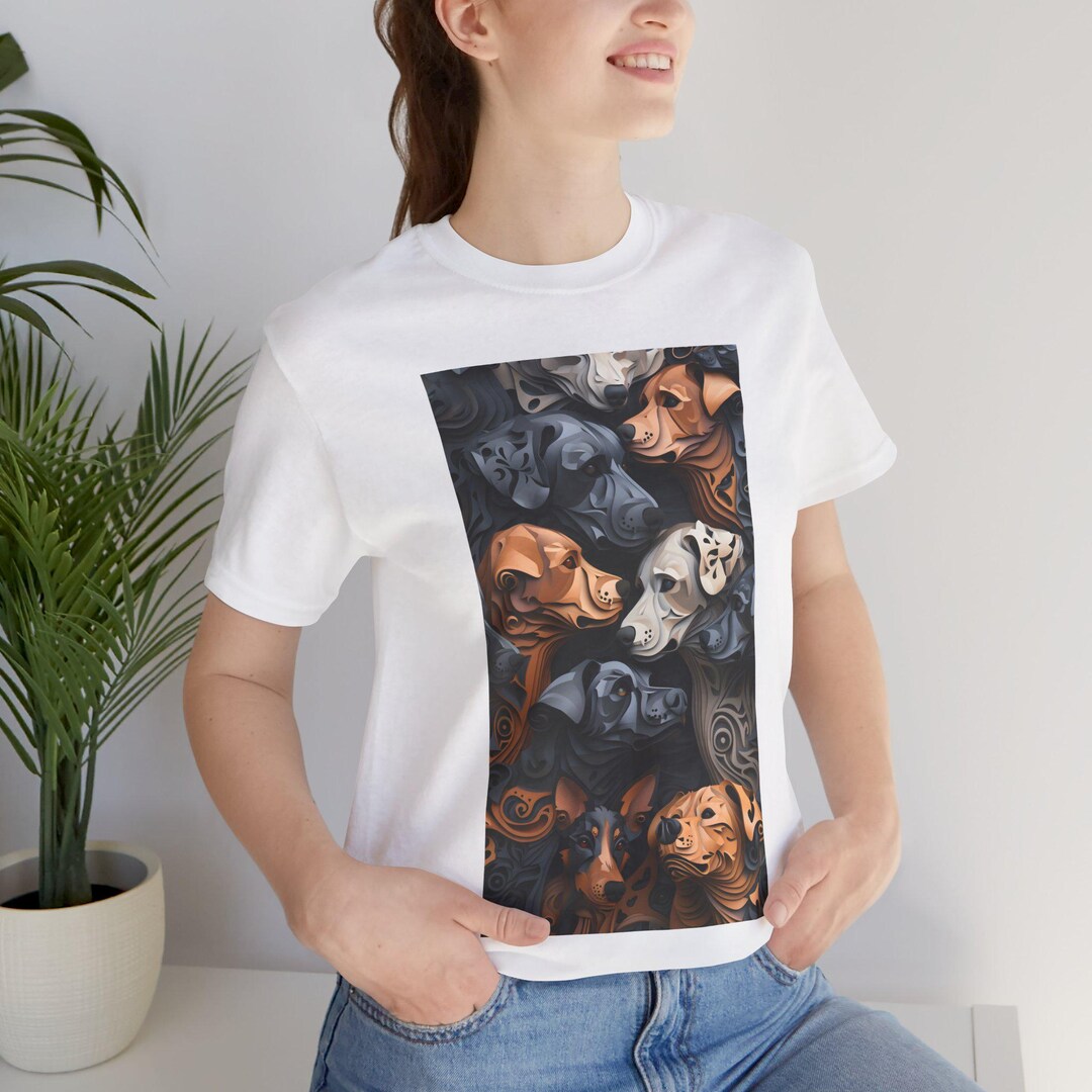 Cute Dog T-shirt, Puppy Print Tee, Dog Lover Shirt, Dog Design T-shirt ...