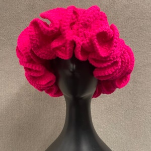 Crochet Solid Dramatic Ruffle Wavy Hat - Etsy