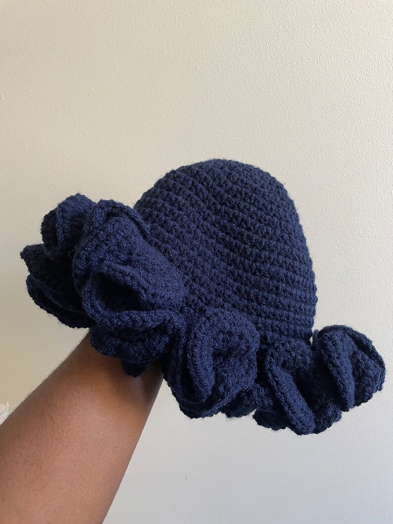 Crochet Solid Dramatic Ruffle Wavy Hat - Etsy