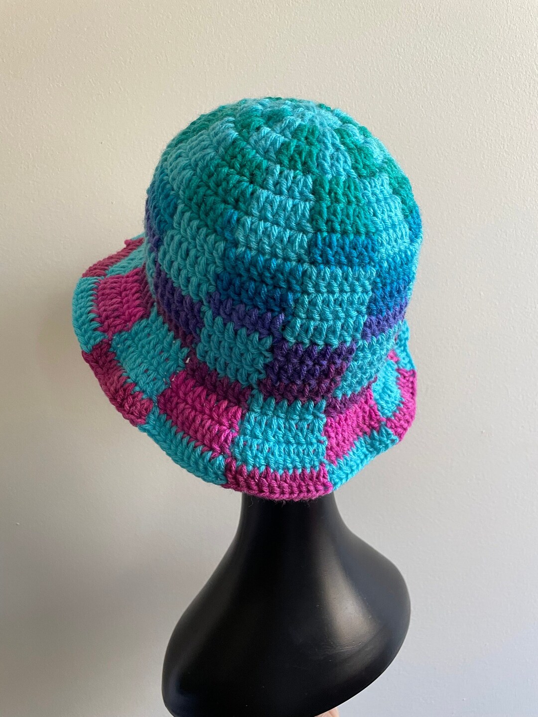 Crochet Checker Bucket Hat - Etsy
