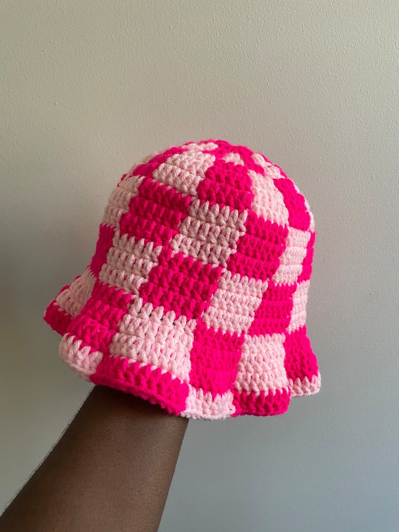 Crochet Checker Bucket Hat - Etsy