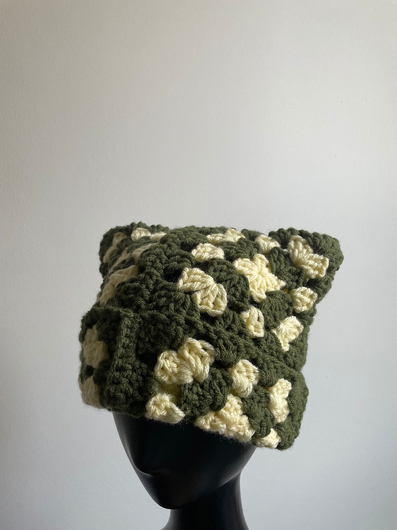 Crochet Granny Square Cat Beanie - Etsy