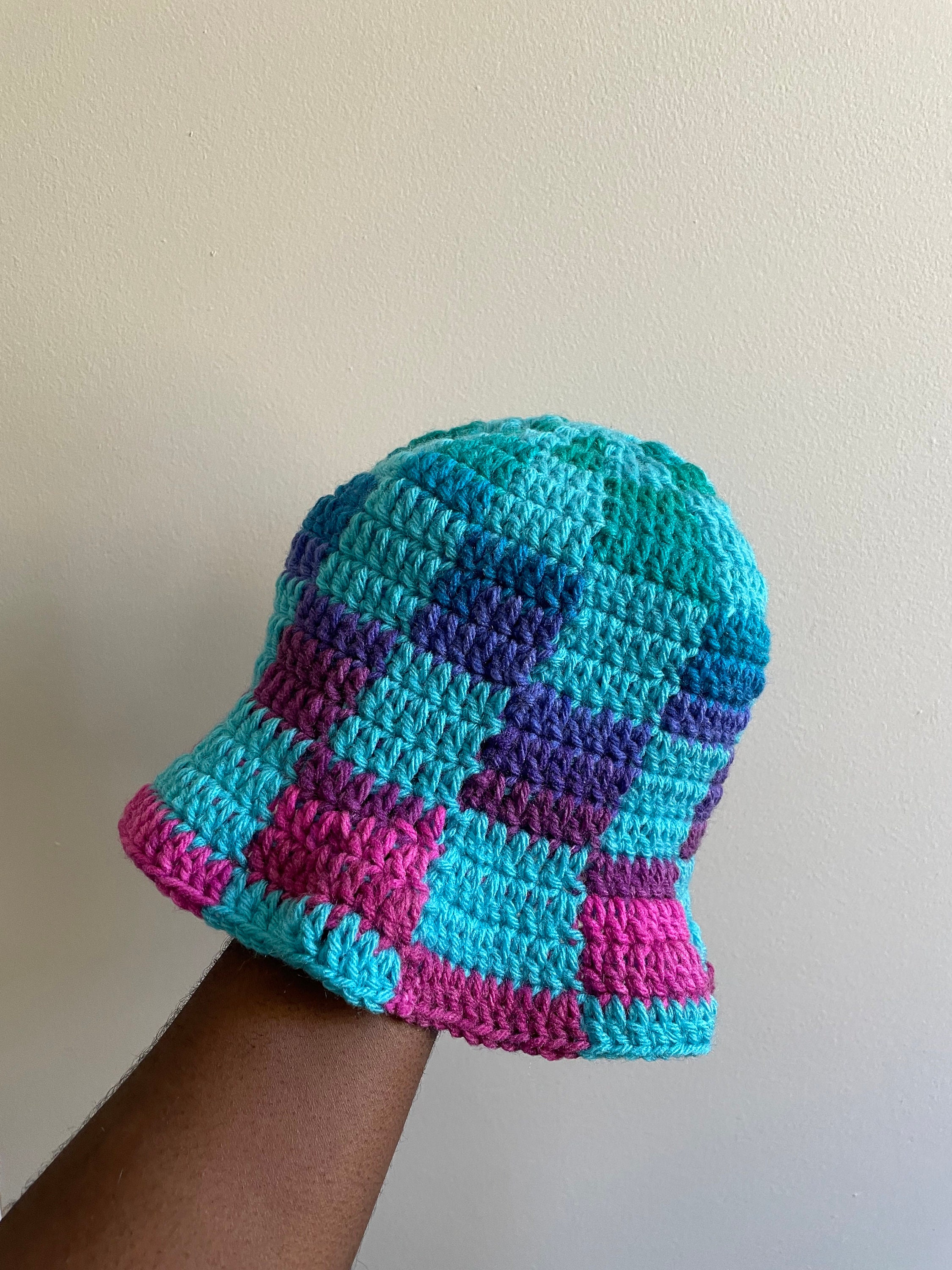 Crochet Checker Bucket Hat - Etsy